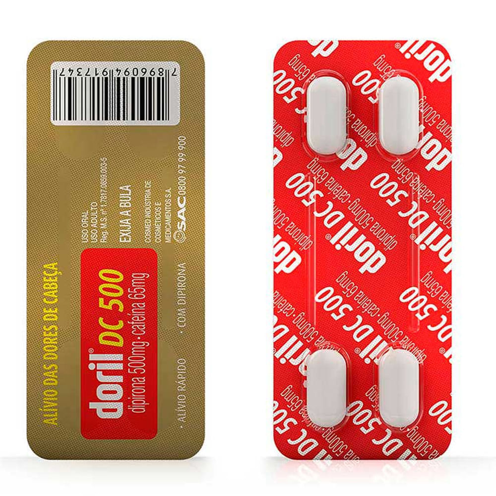 Doril Dc 500 500mg+ 65mg com 4 comprimidos - Natus farma