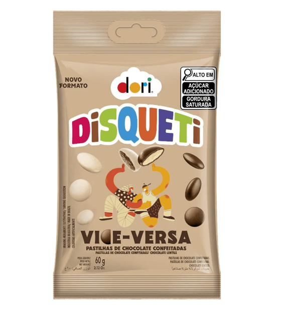 Disqueti Dori Vice E Versa Chocolate Confeitado 60g - Natus farma